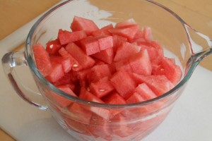 This takes 8 cups of watermelon chunks