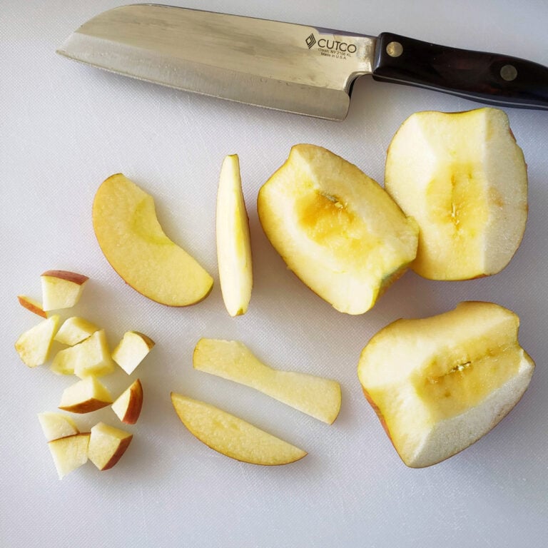 Take the stem off, remove the core, and chop the apple. I leave the ...