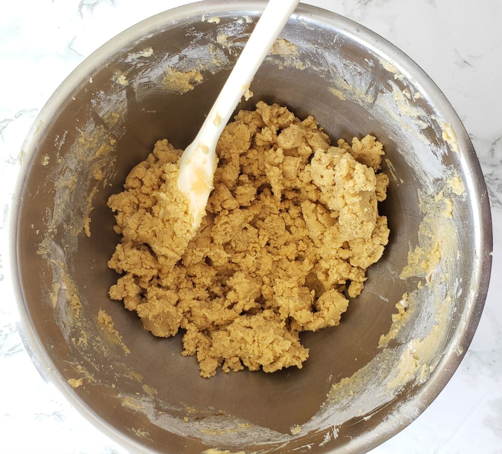 Mix them in your mixer, just until combined. They dough will look like ...